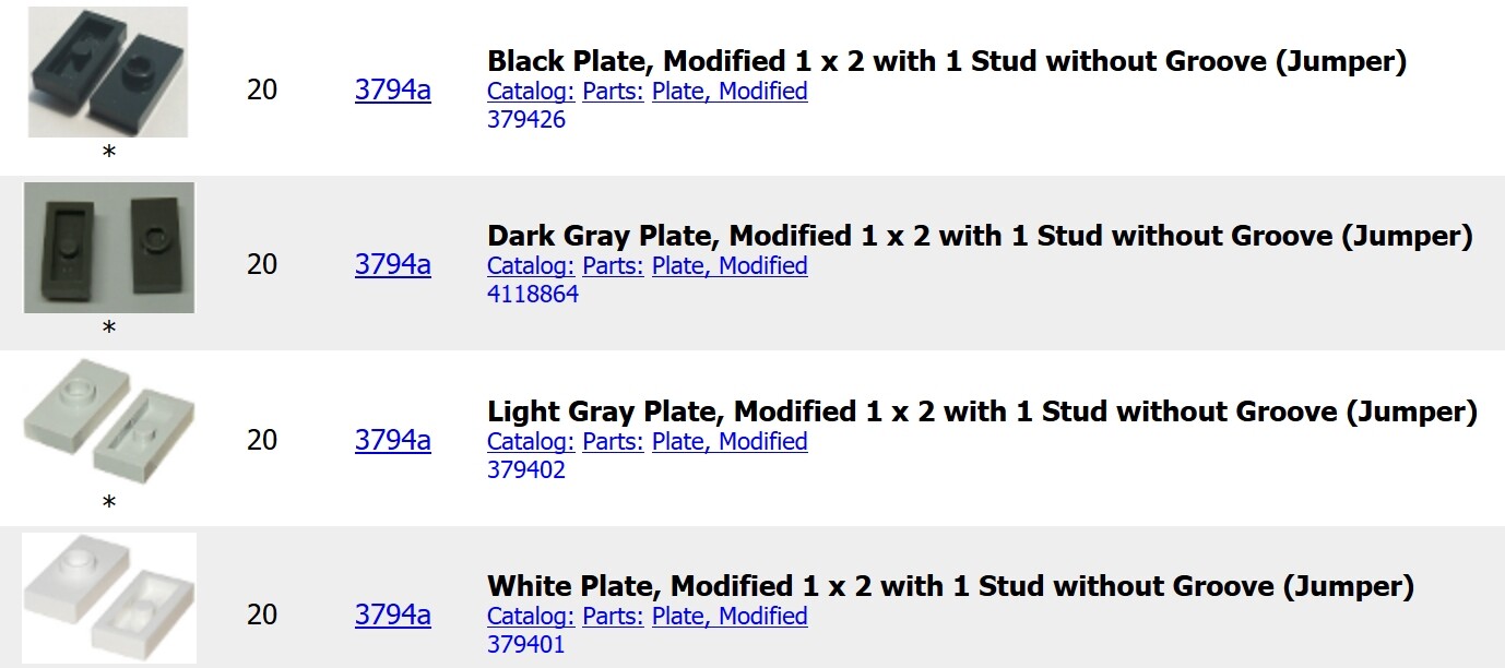 LEGO 3794 3794a 10115 Bulk Lot 80x 1x2 Plate Center Stud Black Grey ...