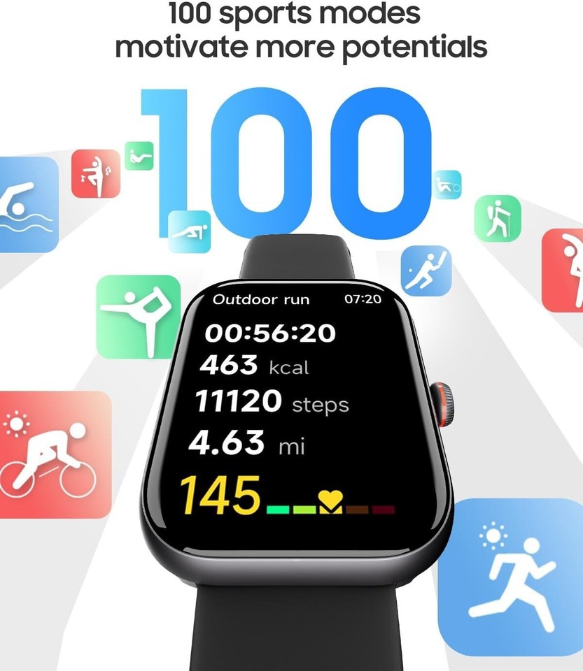 Smart Watch Men Women Fitness Tracker Heart Rate Watches for Android ...