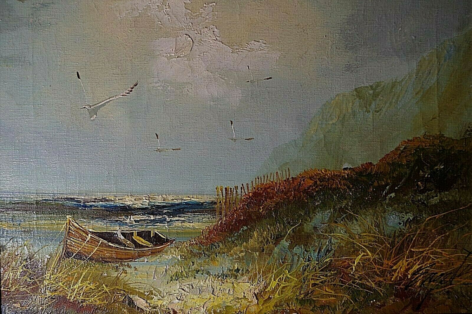 ENGEL ART SEASCAPE OCEAN OIL ON CANVAS ART SIGN 18.1/2'' x 13.1/2 ...