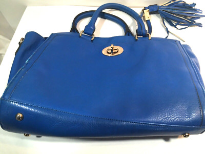 Charming Charlie Lock Blue Tote Purse Handbag Locking Clasp Tassel ...