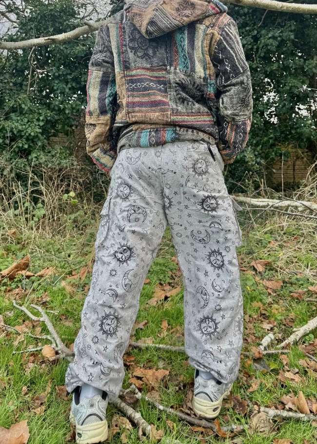 Unisex Hippie Pants | Sun & Moon print trouser| Cotton Pants | Festival ...