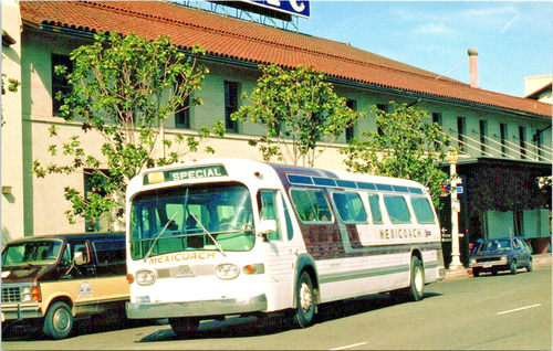 Bus Mexicoach GM TDH 5302 White Santa Fe Depot California 1986 Chrome P ...