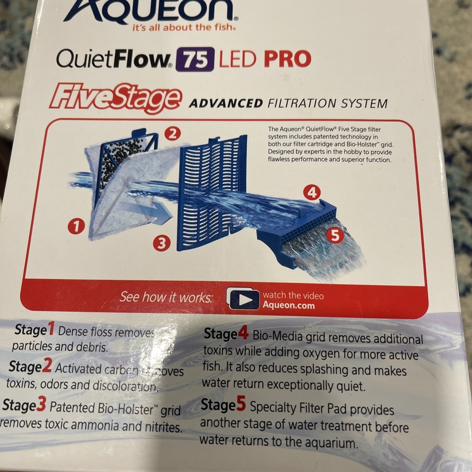 Aqueon QuietFlow LED PRO Aquarium Power Filter 75 (up to 90gals) | eBay