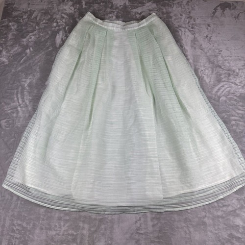 M&S Limited Edition Formal Skirt Womens 12 Sheer Pale Green and White ...