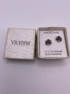 Victoria Townsend Sterling Silver 1/2 CT TW Genuine Black Diamond ...
