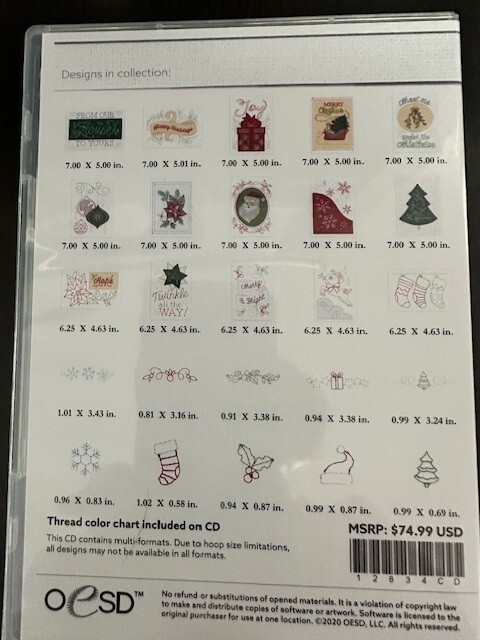 OESD Holly Jolly Greeting Cards Machine Embroidery CD 25 Designs #12834 ...