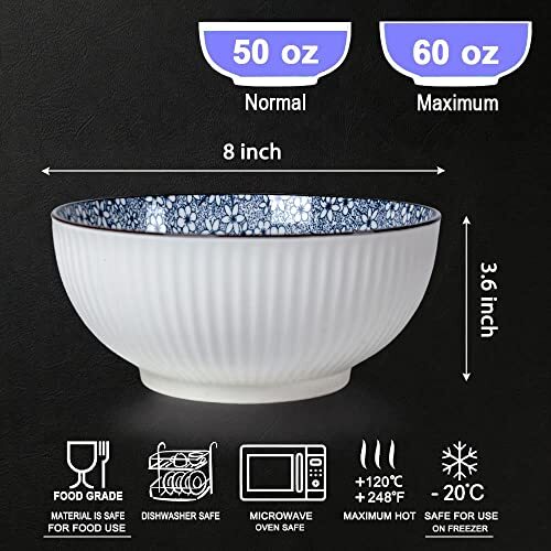 60 oz Pho Bowls, Large Soup Bowl, Japanese Ramen Bowl Set, 8 inches Big ...