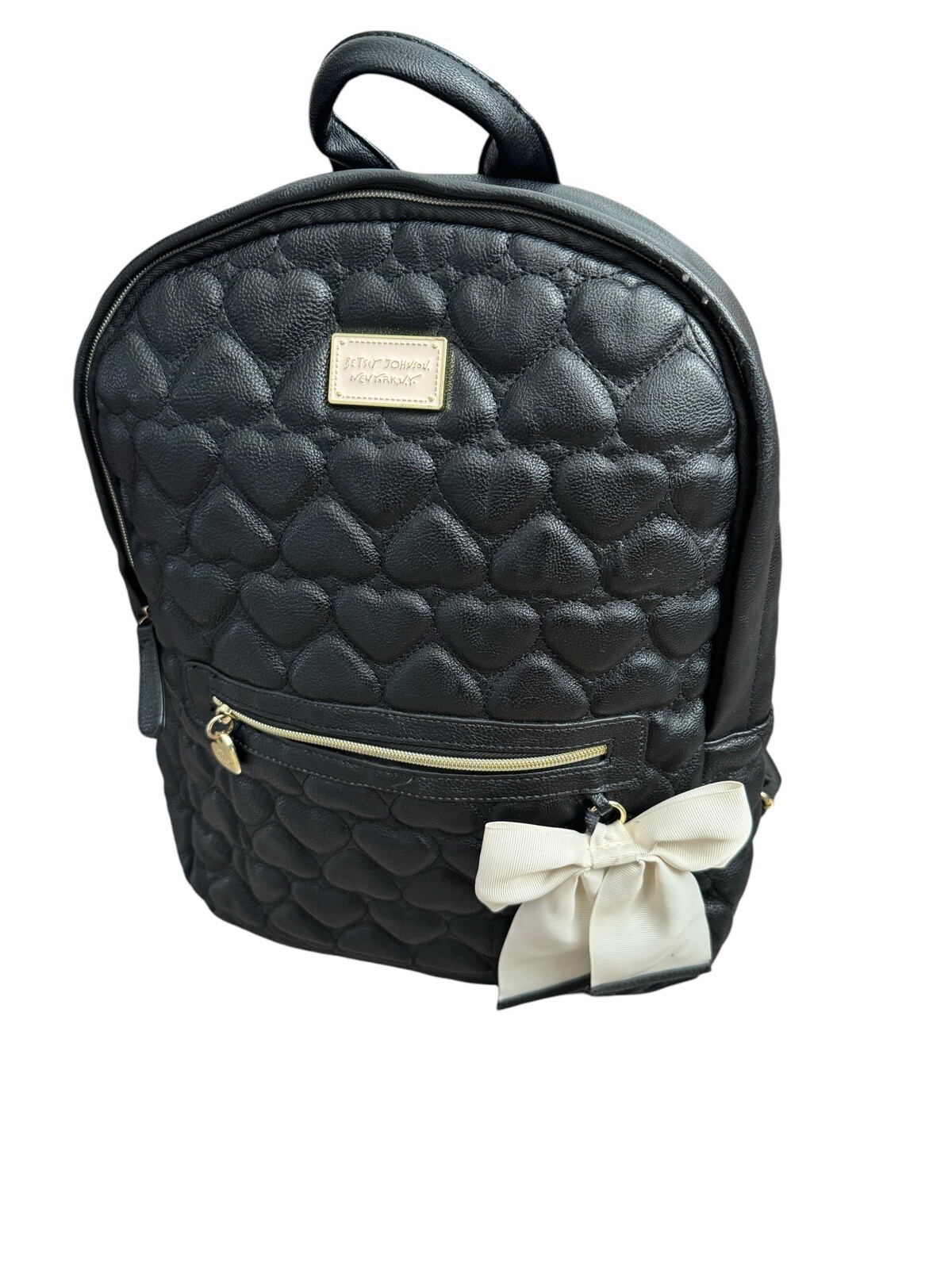 Betsey Johnson Black Heart Quilted Backpack With Bow … - Gem