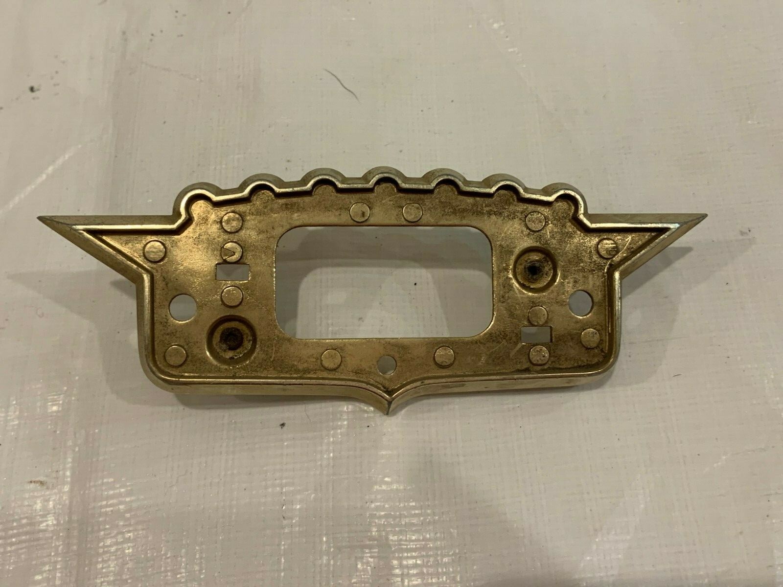 1957 Cadillac Trunk Crest Emblem Gold Plated Bezel Trim Molding Backing ...