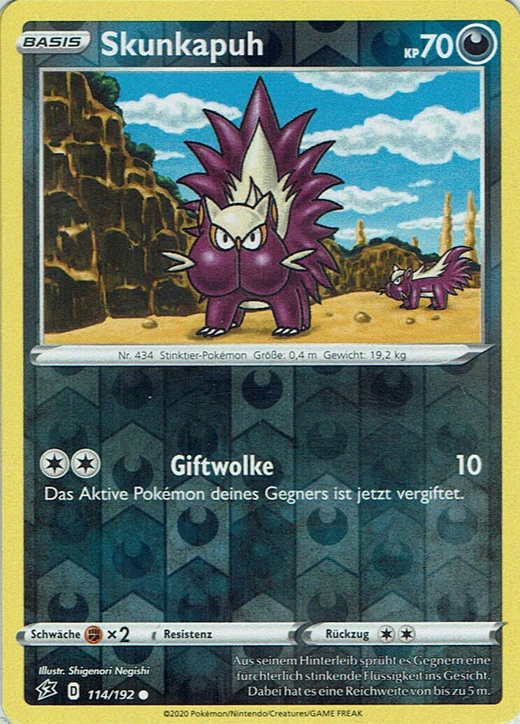 Pokemon Mappa SWSH02 Clash Il Ribelle No. 114/192 Skunkapuh Reverse ...