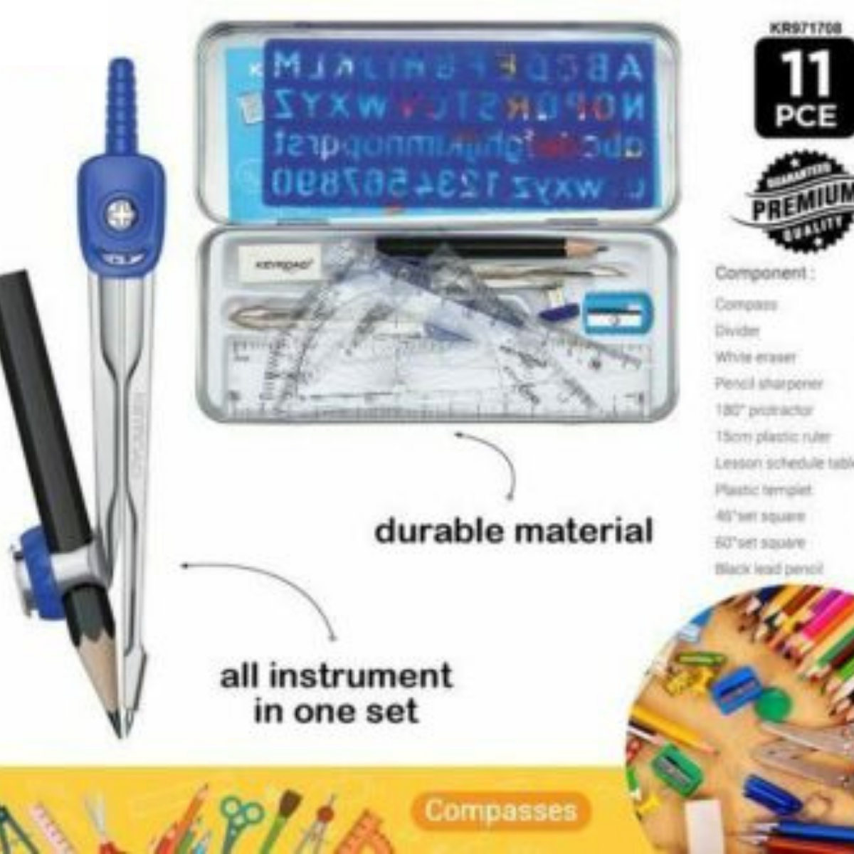 2 Sets 11 Pieces Durable Keyroad Drawing Protractor Ruler Geometry Set ...