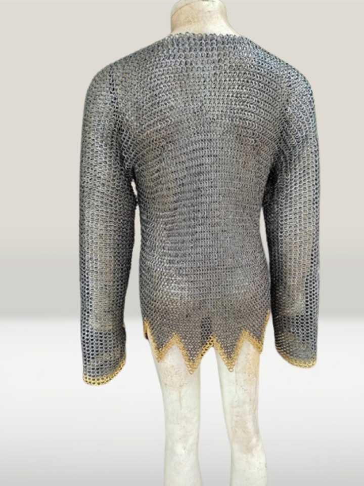 Chain mail shirt with Collar | 9 mm chainmail haubergeon Long Sleeves ...