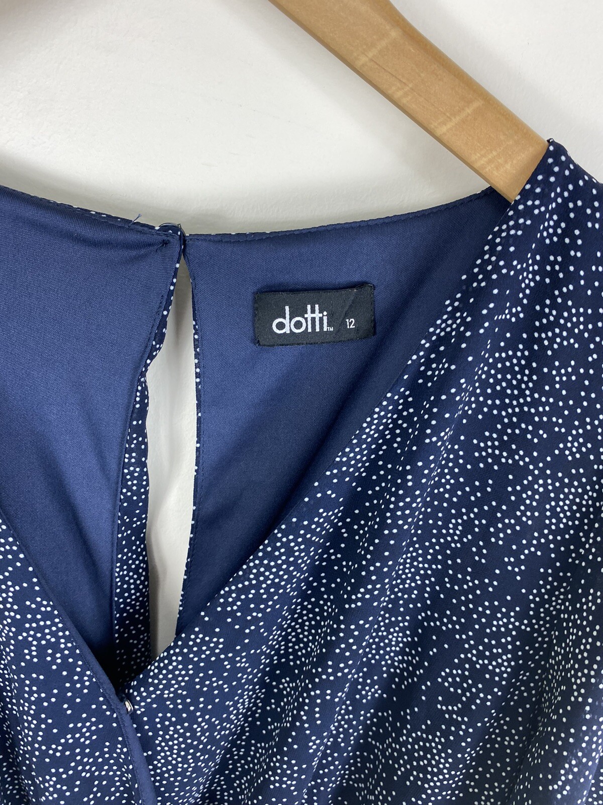 Dotti Size 12 Playsuit Navy Blue White Speckled Spot Short Sleeve ...
