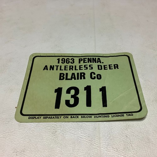 1963 Pennsylvania Antlerless Deer Hunting License Doe Tag Blair Co. | eBay