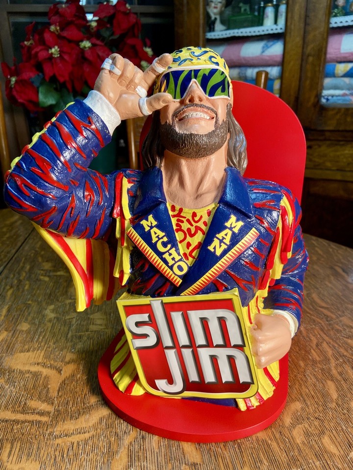 Slim Jim Randy Savage MACHO MAN Display holder WWE WWF Wrestling ..IN ...