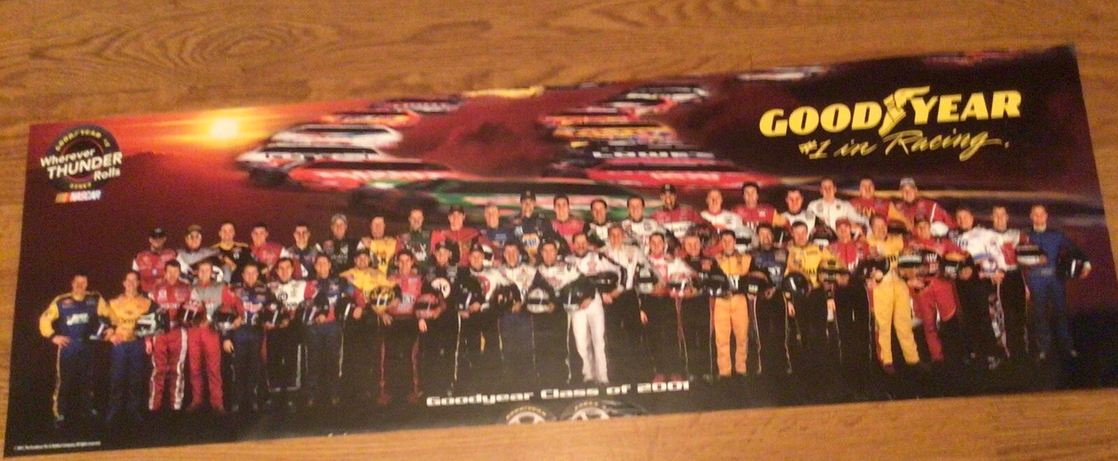 Vintage Goodyear 2002 Drivers NASCAR Poster 11" x 34" On The Wings of ...