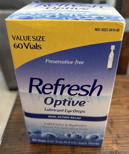 Refresh Optive Lubricant Eye Drops - 60 Vials New EXP 6/25 NEW SEALED ...