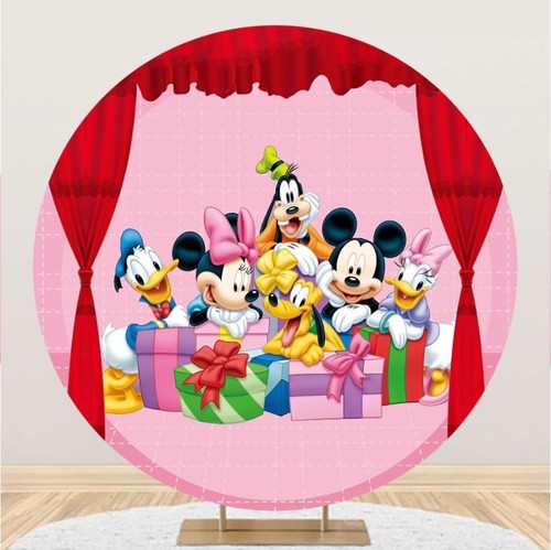 Round Mickey Minnie Mouse Birthday Baby Shower Backdrop Photo ...