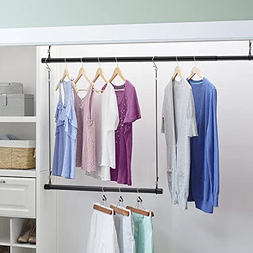 15-40 Inch Adjustable Hanging Closet Rod Space Saving Clothes Hanging ...