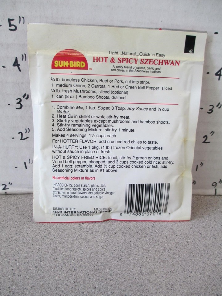 SUN-BIRD spicy Szechwan seasoning mix Chinese food packet 1980s ...