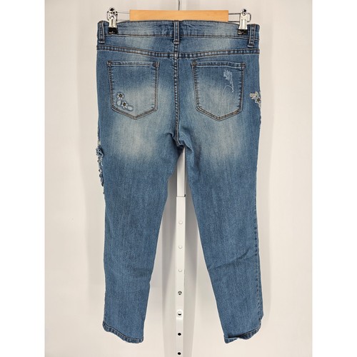 Code Bleu Women's Embroidered Pocket Button Closer Mid Rise Skinny ...