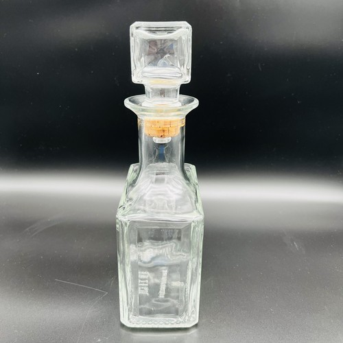 VTG Square Whiskey Glass Decanter “Ice Cube”Stopper Bourbon Liquor ...