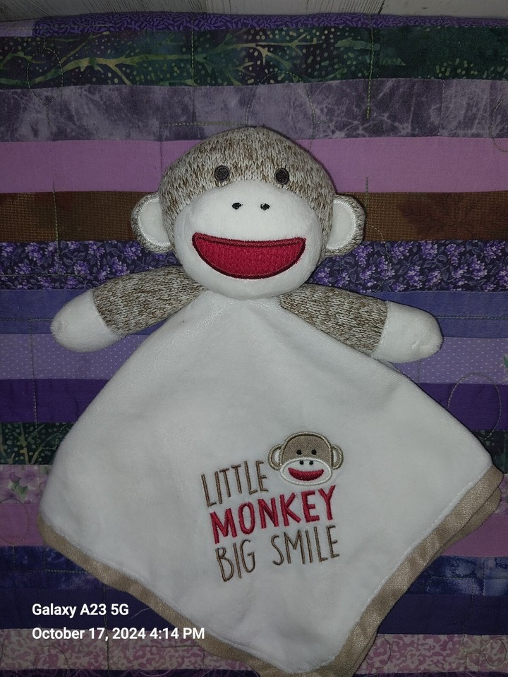 Baby Starters Sock Monkey Lovey Little Monkey Big Smile | eBay