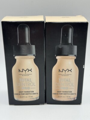 NEW (2-PK) NYX Total Control Pro Drop Foundation TCPDF0 LIGHT PALE Free ...