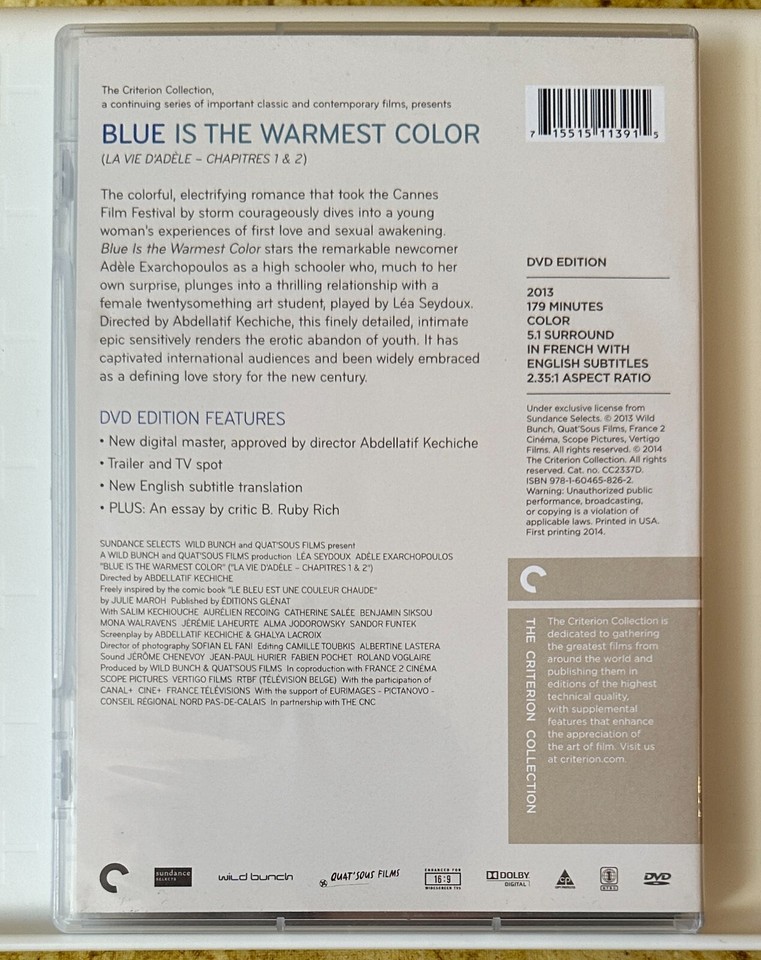 BLUE IS THE WARMEST COLOR (2013) Criterion Collection DVD - VG+/VG | eBay
