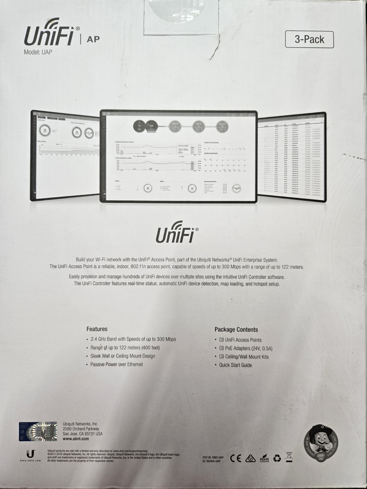 Ubiquiti UAP-3 UniFi IEEE 802.11n 300 Mbps Wireless Access Point 3 Pack ...