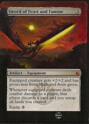 magic mtg SWORD OF FEAST AND FAMINE altered art borderless non foil | eBay