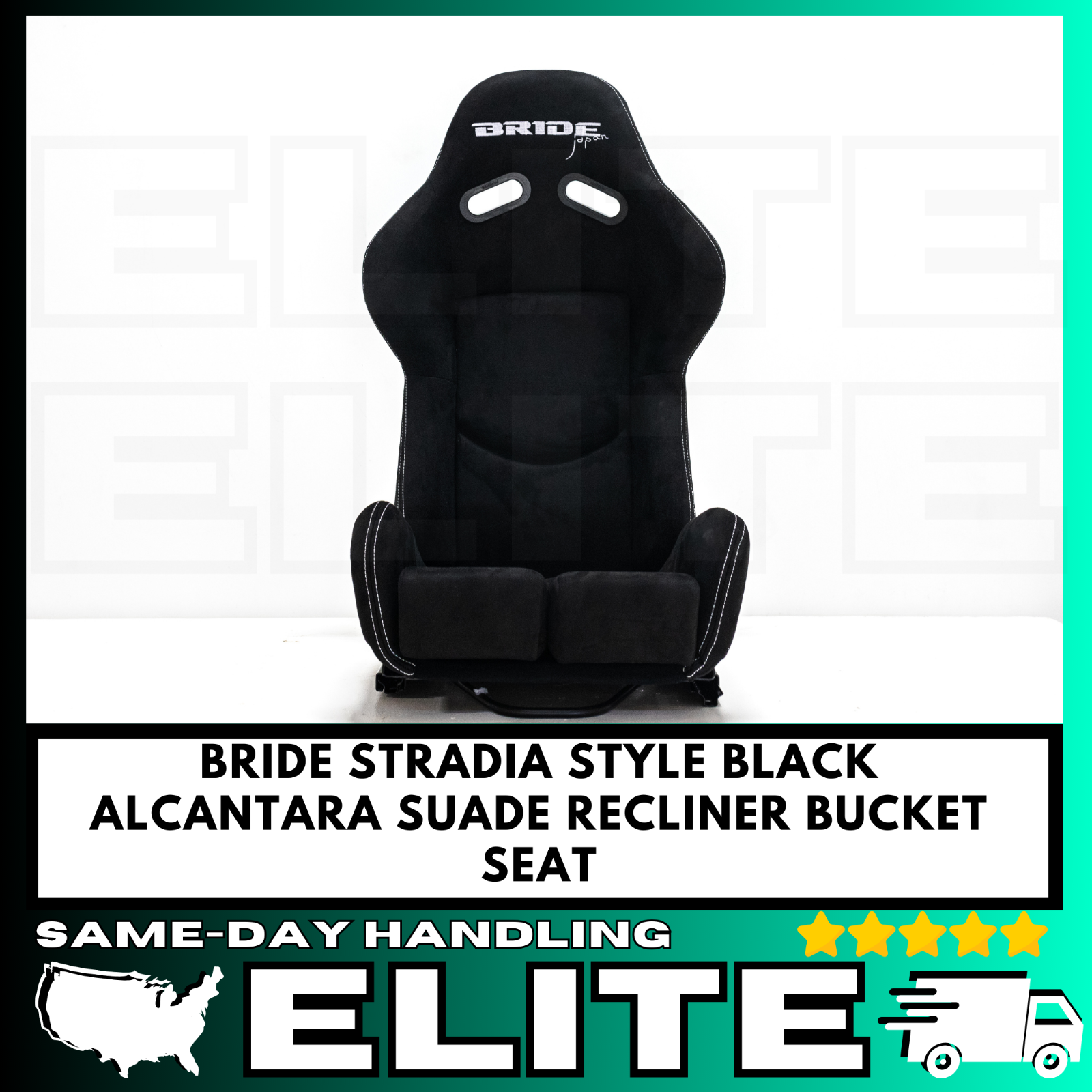 PAIR BRIDE Seats Low Max Racing Seat Black Adjustable Backrest w/ Rails ...