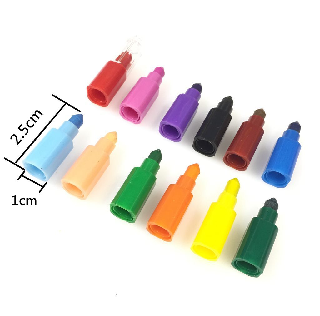 12 Colours Kids Children Fun Stacking Crayons Swap Point Bullet Crayon ...