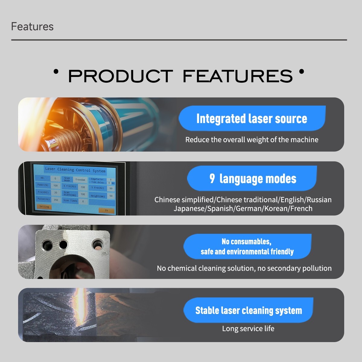 Portable 200W Laser Cleaner 110V Rust/Paint/Stains/Graffiti Removal ...