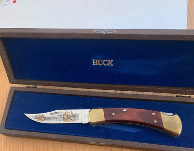 BUCK 110 ELK SCENE KNIFE NEVER USED IN BOX *BRT4 | eBay