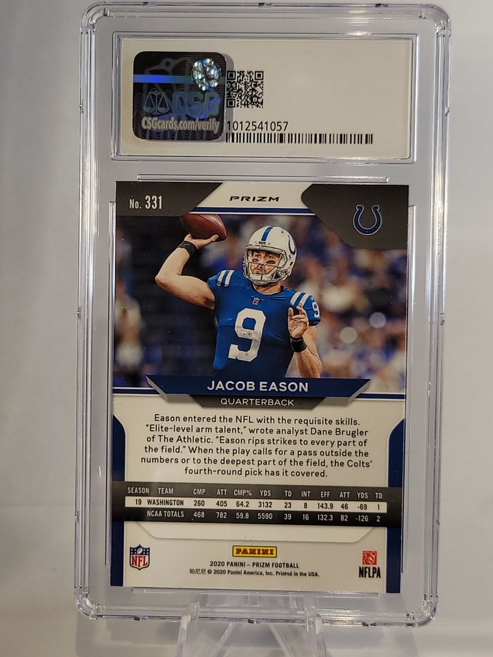 JACOB EASON 2020 PANINI PRIZM FOOTBALL #331 ROOKIE RED WHITE BLUE CSG 9.5 | eBay