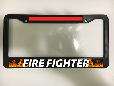 FIRE FIGHTER FIREFIGHTER RESCUE ENGINE RED LINE Black License Plate ...