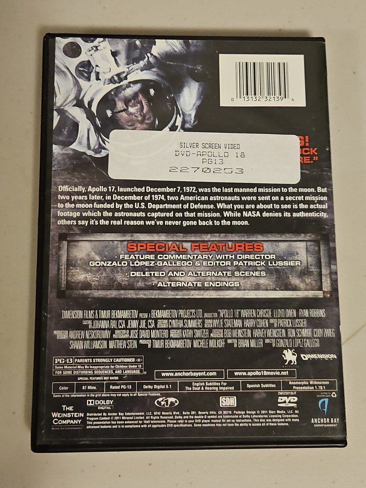 Apollo 18 (DVD, 2011) Warren Christie, Lloyd Owen, Ryan Robbins ...