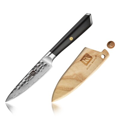 Klaus Meyer Spada Damascus Steel 4 inch Paring Knife with Wood Sheath ...