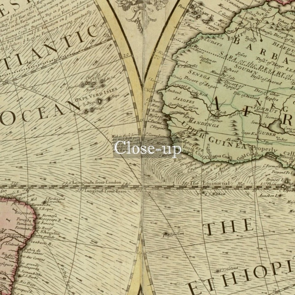 1725 Map of the World | World Map | World Map Wall Art | World Map ...