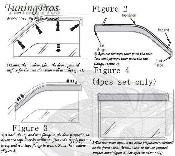 99-05 BMW 323i 328i E46 2.0mm Outside Mount Rain Guard Wind Deflector ...