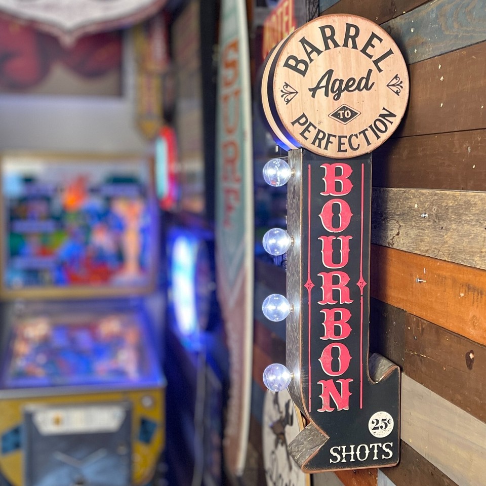 Bourbon Whiskey Barrel Aged Double Sided LED Sign W/ Vintage Arrow ...