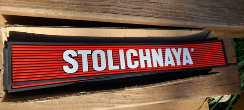 Stolichnaya Rubber Drip BAR MAT Drink Rail 24" x 3.25” Stoli | eBay