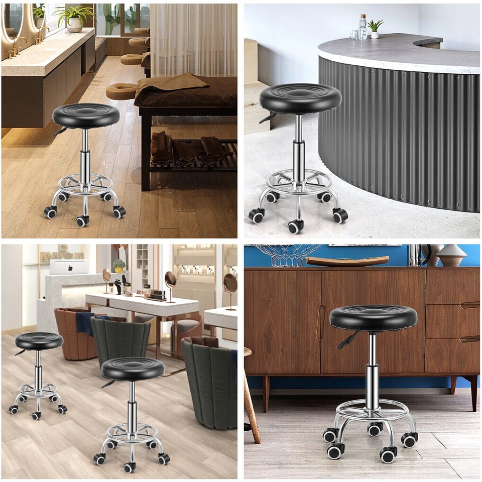 Swivel Adjustable Height Stool Black 360° Chair Office Round Desk PC ...