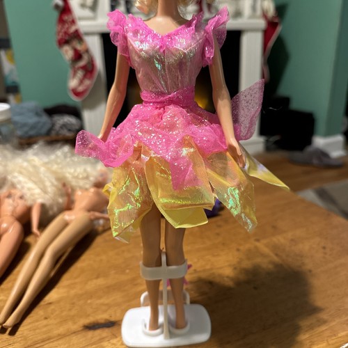 1998 Bubble Fairy Barbie Doll Pull String Twirling Pink & Yellow Tutu ...