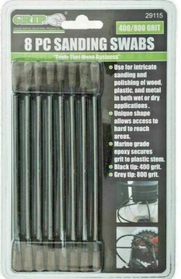 Grip 8pc 6" Sanding Tips 400 800 Grit Sand Swabs Assortment Wood Metal ...