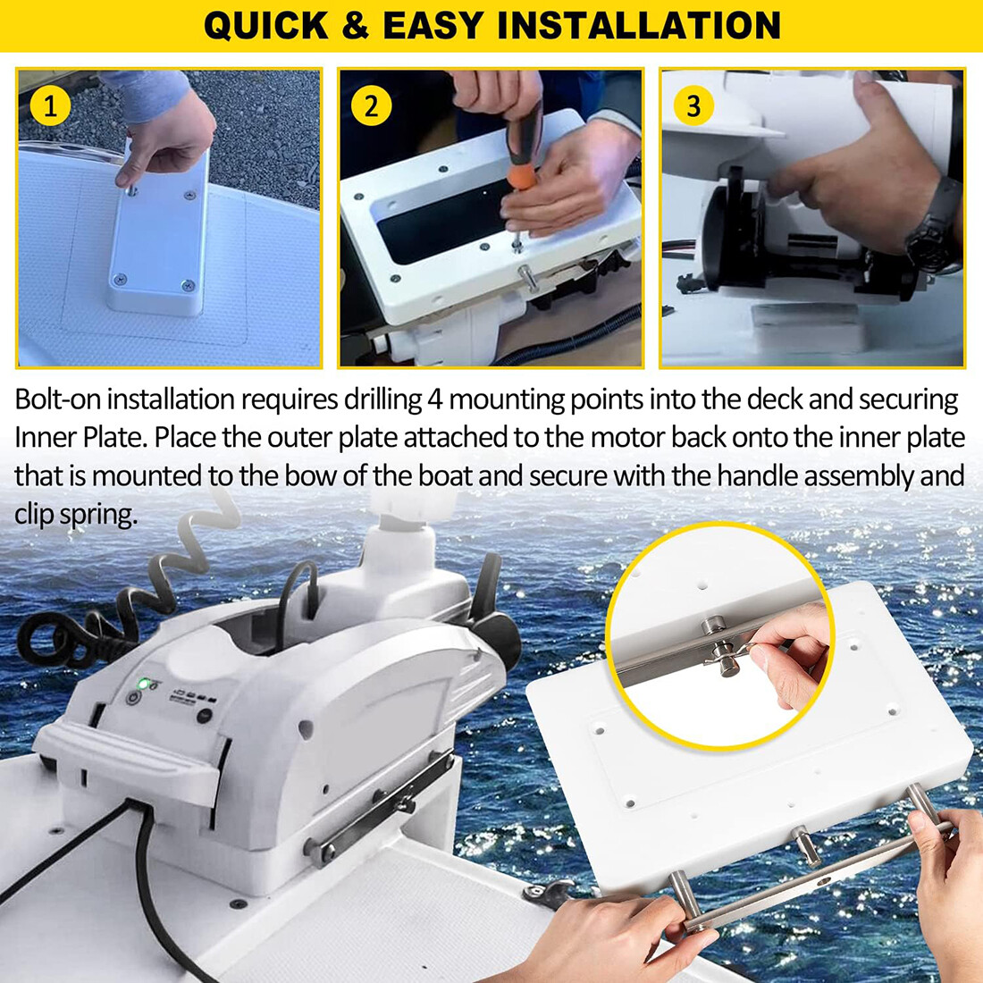 for Minn Kota 1854054,RTA54 Composite Quick Release Bracket Trolling ...