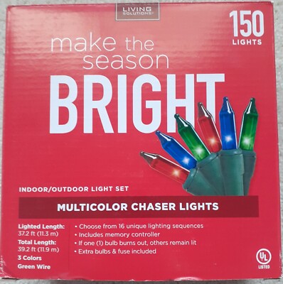 Living Solutions 150 Incandescent Multicolor *CHASER* Mini Lights NIB ...