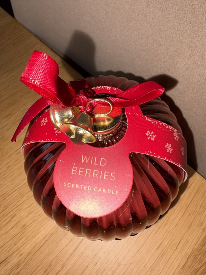 Brand New Deep Red Glass Bauble Scented Candle, Wild Berries | eBay UK