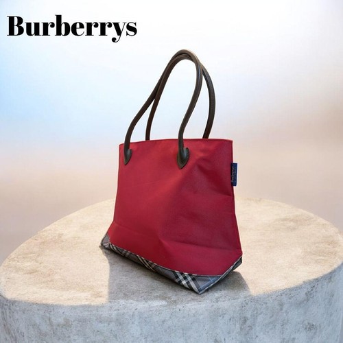 Burberrys Blue Label Nova Check Rose Pink Canvas Leather Tote Bag Zip ...